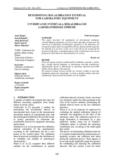 Pdf Determining Recalibration Interval For Laboratory Equipment