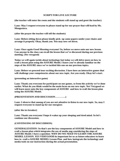 Script For Live Lecture Pdf