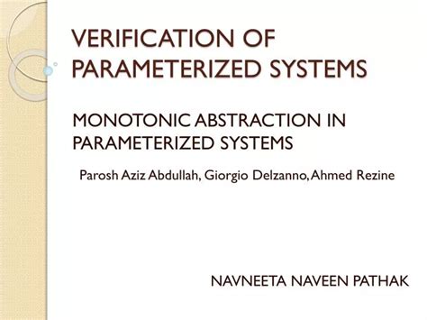 Ppt Verification Of Parameterized Systems Powerpoint Presentation Free Download Id2466224