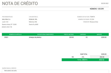 Plantilla Excel Nota De Crédito Descargar Gratis