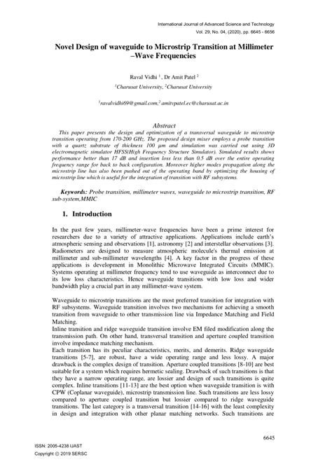 Pdf Novel Design Of Waveguide To Microstrip Transition At Millimeter Wave Frequencies