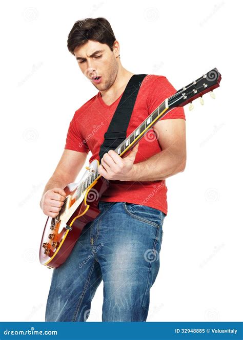 Guitarist Man Plays On The Electric Guitar Stock Image Image Of Song Rock 32948885