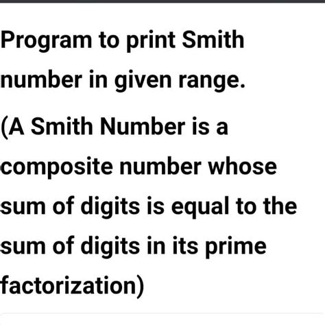 Keepkoding Program To Print Smith Number In Given Range Facebook