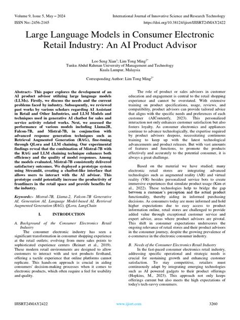 Large Language Models In Consumer Electronic Retail Industry An Ai Large Language Models In Consumer Electronic Retail Industry An Ai