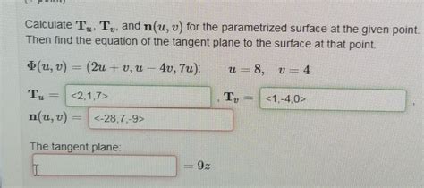 Solved Calculate T T And N U V For The Parametrized Chegg Com