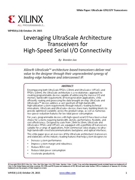 Pdf Leveraging Ultrascale Architecture Transceivers For High Speed