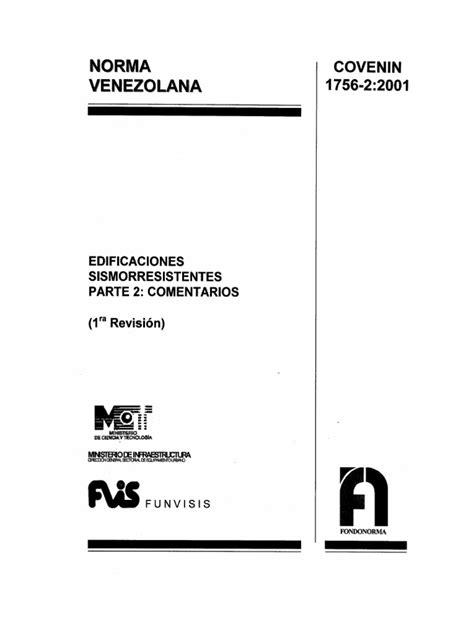 Normas Covenin 1756 2 01 Edificaciones Sismoresistentes Parte 2 Pdf