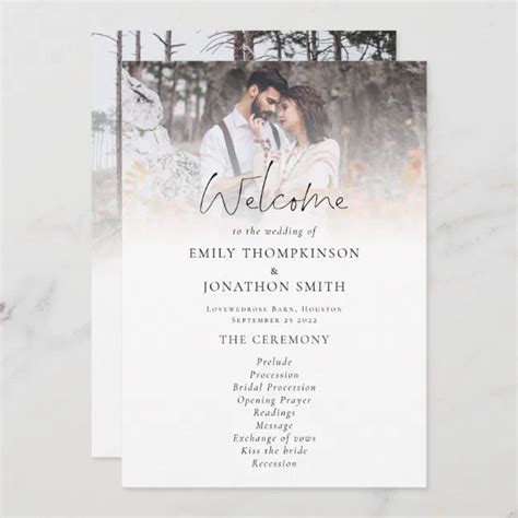 Minimalist 2 Photos Overlay Script Wedding Program Zazzle