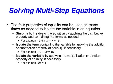 Solving Multi Step Linear Equations Powerpoint Tessshebaylo