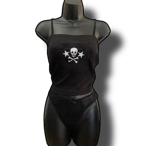 Skull And Crossbones Cami Skull And Star Core Mall Goth Design Etsy