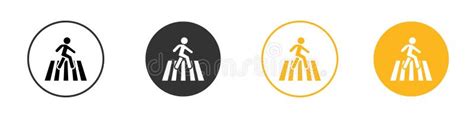 Crosswalk Icon Black And White Vector Outline Sign Stock Vector Illustration Of Road Icon