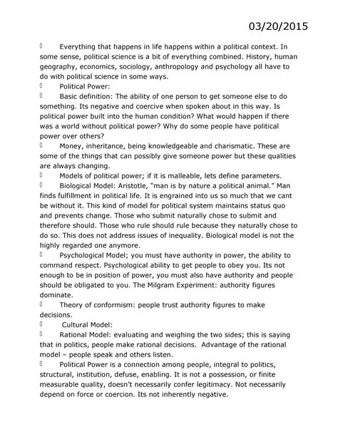 PS Lecture Notes Everything That Happens In Life Happens Within A Political Studocu