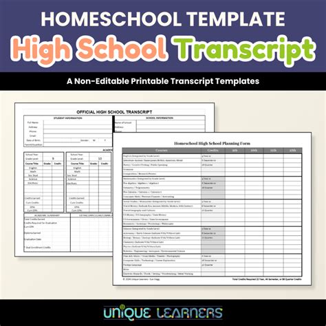Homeschool High School Transcript Template The Homeschool Platform