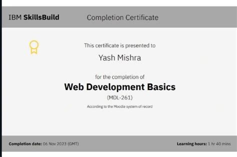 Yash Mishra On Linkedin Completed The Course Of Web Development Basics Collaboration With Ibm