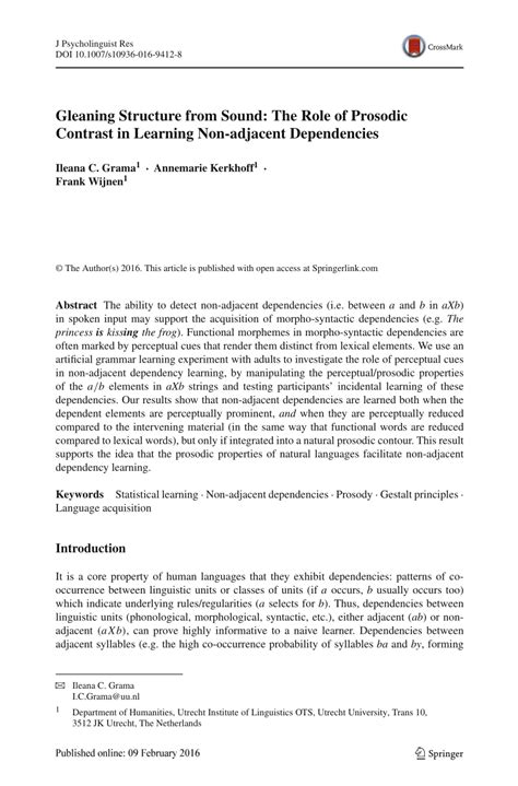Pdf Gleaning Structure From Sound The Role Of Prosodic Contrast In