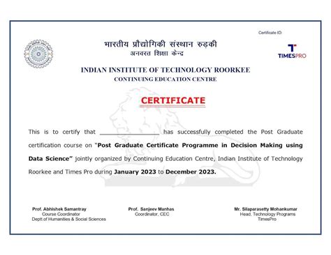 Pg Certificate Programme In Decision Making Using Data Science Iit Roorkee Timespro