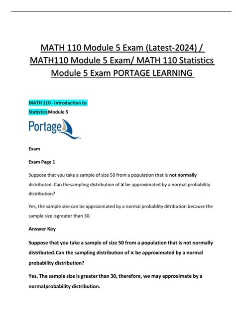 Math 110 Module 5 Exam Latest 2024 Math110 Module 5 Exam Math 110 Statistics Module 5 Exam