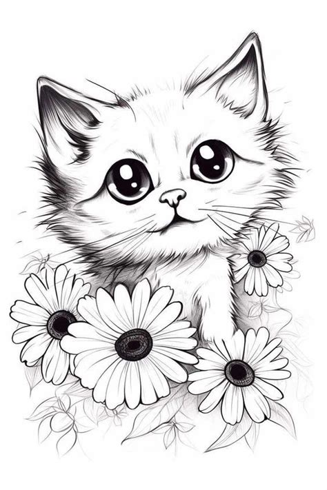Cat Coloring Page Detailed And Cute Designs