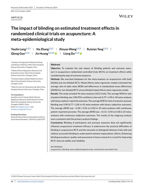 The Impact Of Blinding On Estimated Treatment Effects In Randomized