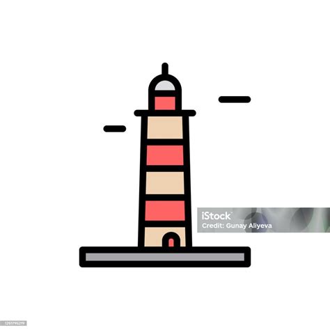 포르투갈어 등대 아이콘 Ui 및 Ux 웹 사이트 또는 모바일 응용 프로그램에 대한 파로스 아이콘의 윤곽 벡터 요소와 간단한 색상 해변에 대한 스톡 벡터 아트 및 기타 이미지
