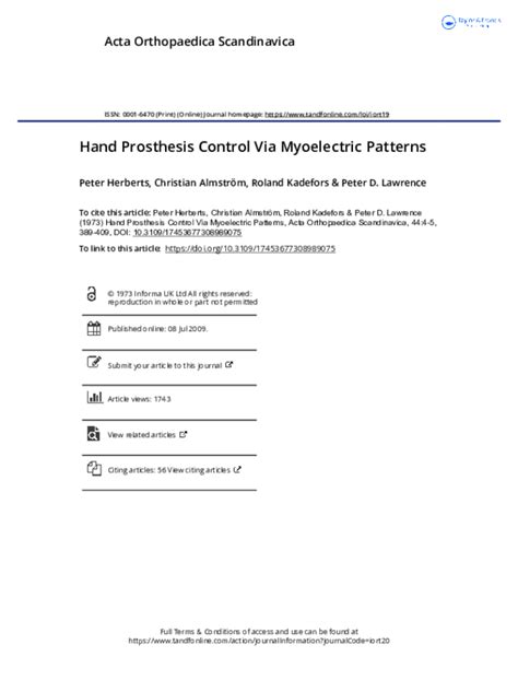 Pdf Hand Prosthesis Control Via Myoelectric Patterns