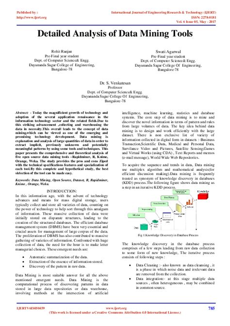 Pdf Ijert Detailed Analysis Of Data Mining Tools