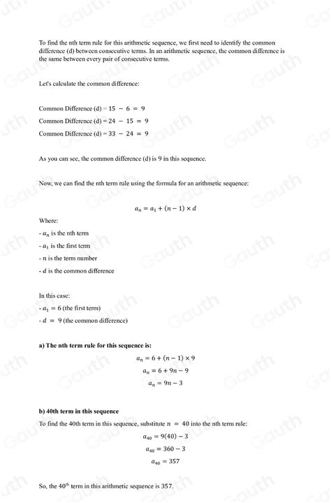 Solved Not Allowed The Start Of An Arithmetic Sequence Is Shown Below