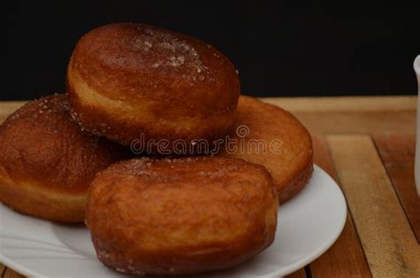 Beautiful Handmade Donuts Covered In Chocolate And Sugar Stock Image
