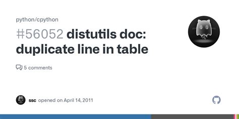 Distutils Doc Duplicate Line In Table Issue 56052 Python Cpython