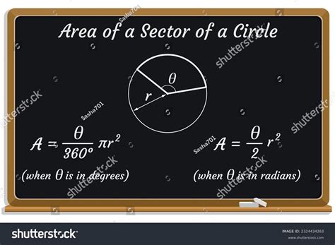 Area Sector Circle Formula On Black Stock Vector Royalty Free