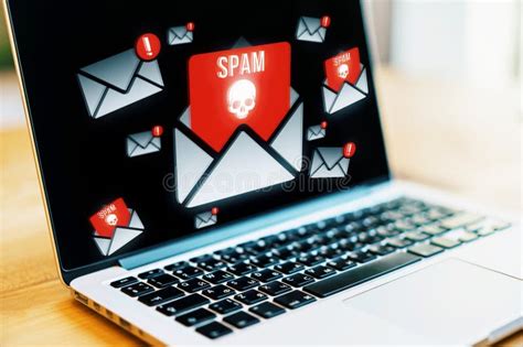 Overloaded Email Inbox With Spam Alerts On A Laptop Screen 3d Rendering Stock Illustration