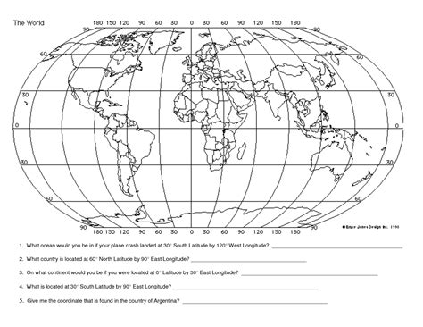 Latitude And Longitude Map Map Worksheets World Map Latitude