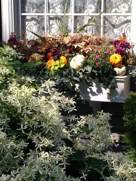 Fall Window Boxes I Use Real And Artificial Flowers This Method Helps Prolong The Season Fall