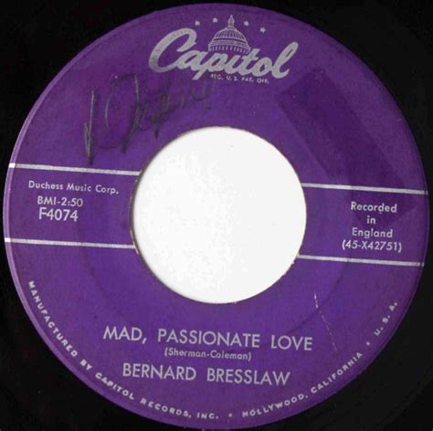 Bernard Bresslaw Mad Passionate Love You Need Feet 1958 Vinyl
