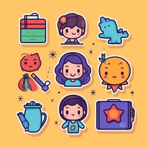premium photo a set of stickers with different characters and objects generative ai