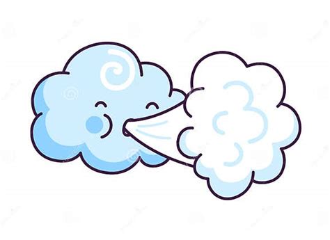 El Viento Soplando En La Nube Personaje De Caricatura Con Cara
