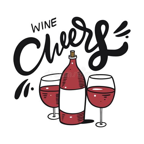 Cheers Wine Glasses Hand Drawn Vector Illustration Cartoon Style Stock