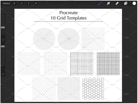 Procreate Grid Templates Brushset Sketch Book Digital Stamps Grid