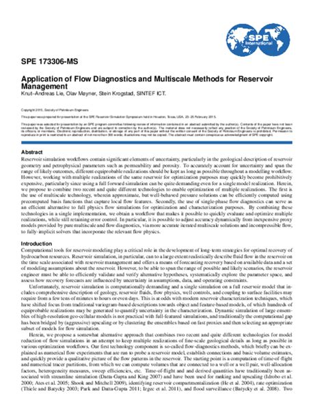 Pdf Application Of Flow Diagnostics And Multiscale Methods For Reservoir Management