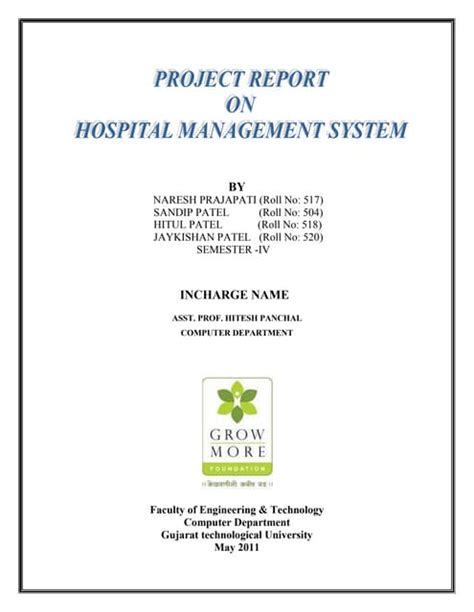 Hospital Management System Database Design Docx Databases Computer Software And Applications