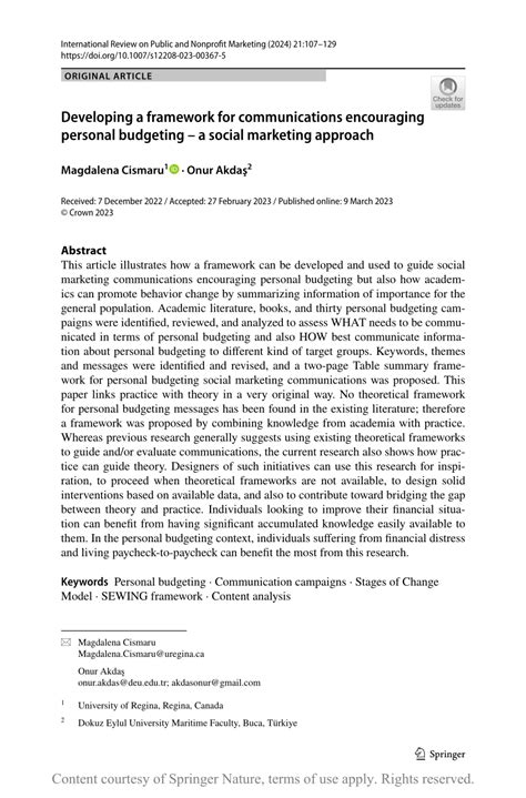 Developing A Framework For Communications Encouraging Personal