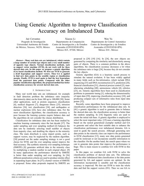 Pdf Using Genetic Algorithm To Improve Classification Accuracy On Imbalanced Data
