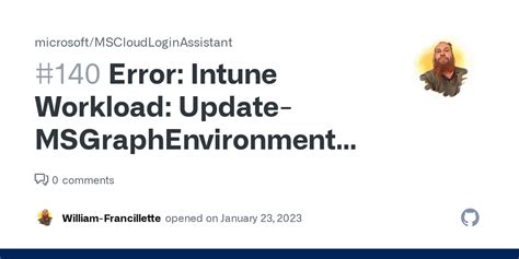 Error Intune Workload Update Msgraphenvironment Is Not Recognized As The Name Of A Cmdlet