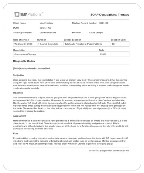 Occupational Therapy Soap Note How To Write Problem Statements Occupational Therapy Mental Health