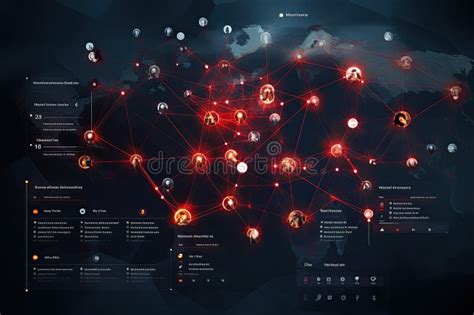 Screen With Network Topology And Threats Cyber Security Data Protection