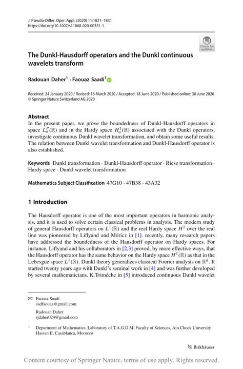 The Dunkl Hausdorff Operators And The Dunkl Continuous Wavelets