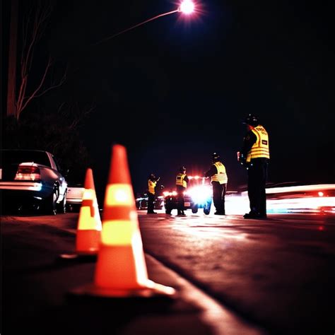 A Dui Checkpoint With Officers Performing Sobriety Tests Premium Ai Generated Image