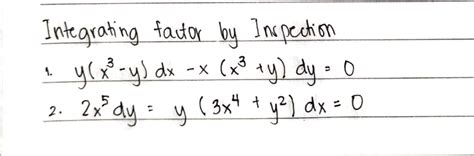 Please Show Complete Solution Integrating Factor By Inspection 1 Course Hero