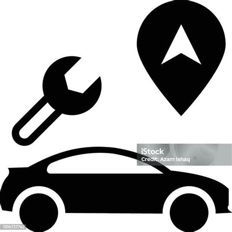 자율 주행 자동차 정비 및 수리 컨셉 벡터 아이콘 디자인 자율 주행 무인 차량 기호 로보 카 사인 자동 주행 시스템 스톡