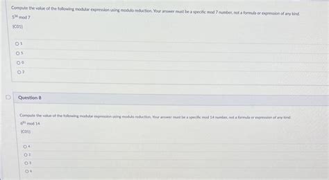 Solved Compute The Value Of The Following Modular Expression Solved Compute The Value Of The Following Modular Expression